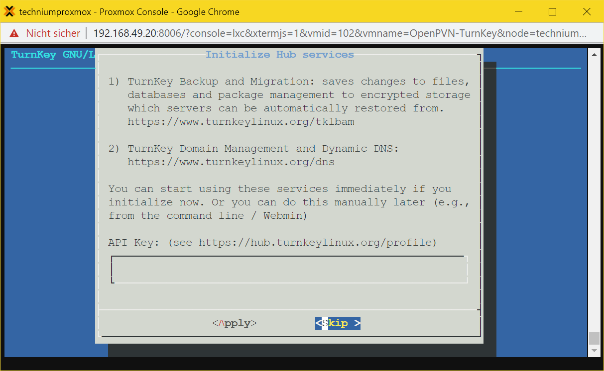 Proxmox OpenVPN LXC Container (TurnKey) - Tutorial - Technium