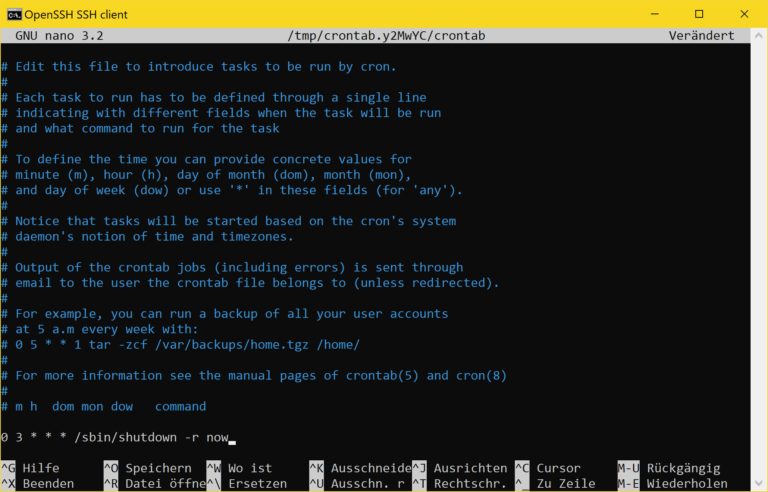Debian automatischer Neustart mit crontab - Tutorial - Technium