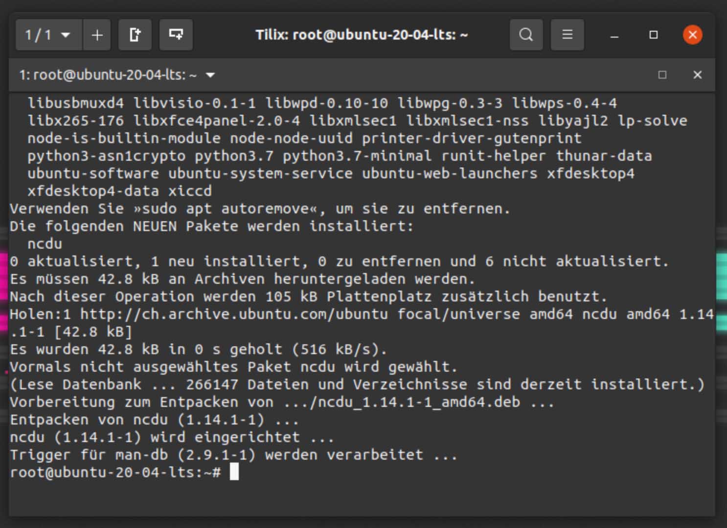 Disk usage Analyzer installieren - ncdu - Tutorial - Technium