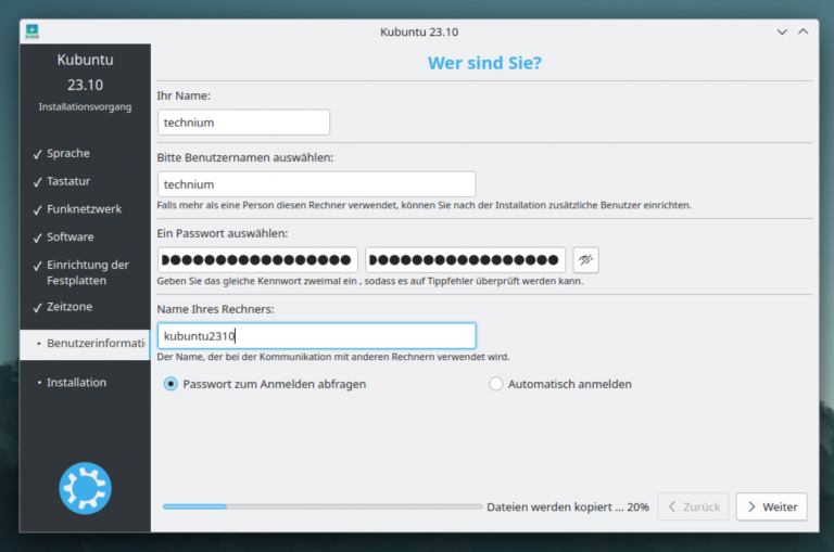 Kubuntu 23.10 installieren - Tutorial - Technium